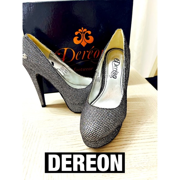 Dereon | Shoes | Dereon Silver And Black Sparkling 55 Inch Heels New In ...